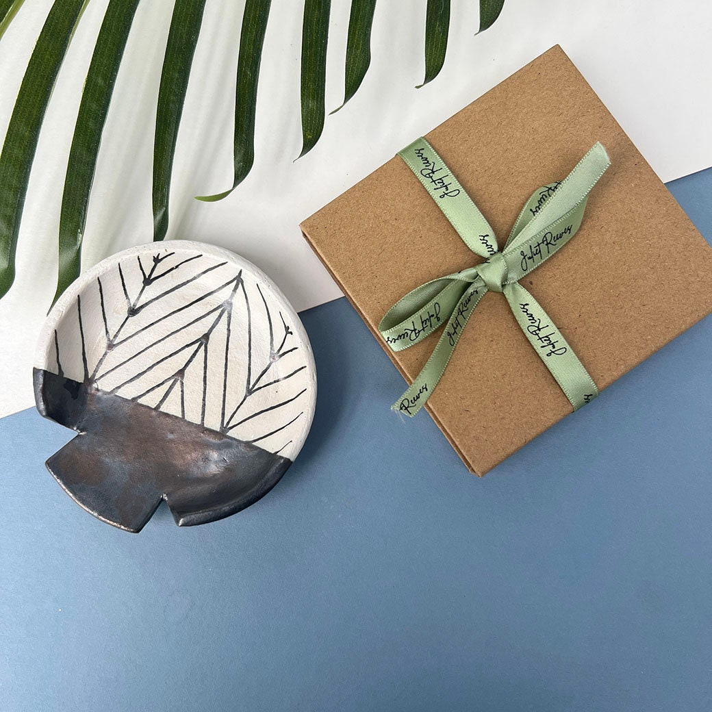 Black Herringbone Ceramic Spoon Rest - Kitchen Decor, Spoon Holder for ...