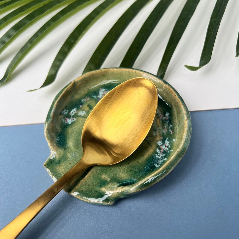 Green Meadow Spoon Rest, Kitchen Decor, Spoon Holder for Kitchen ...