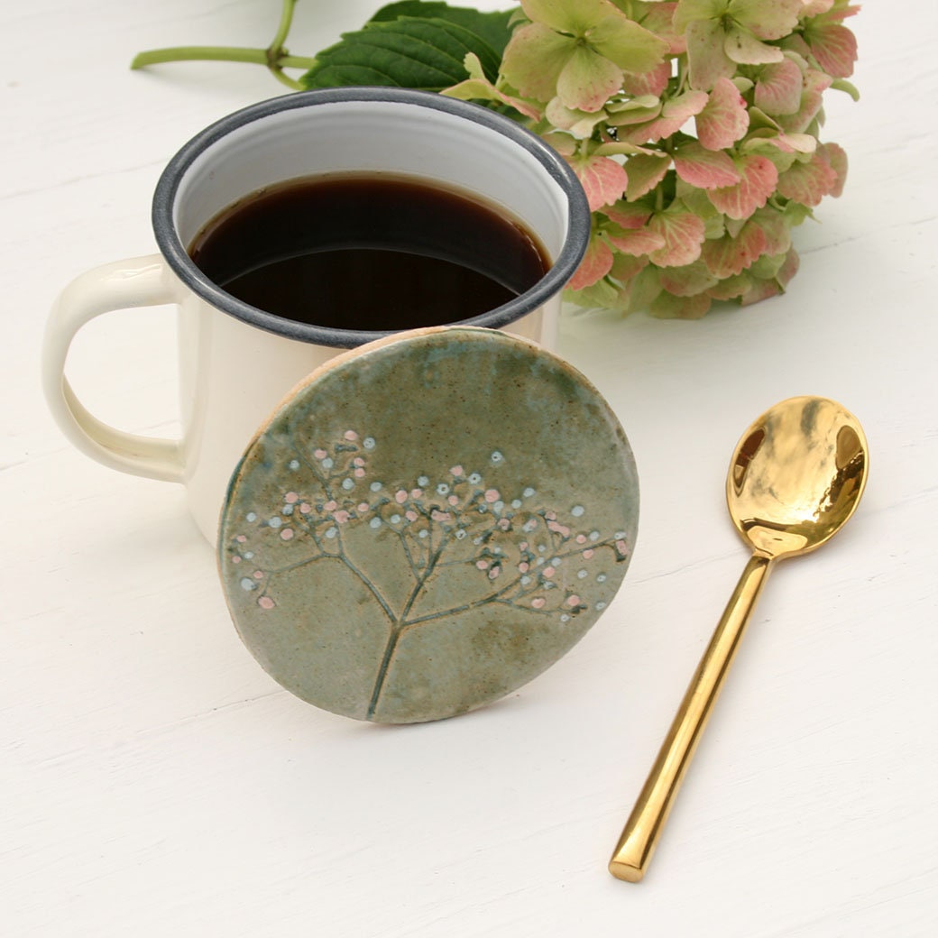 Green Meadow Wild Flower Ceramic Coasters Set of Four Ceramic | Etsy