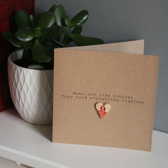 Mother's Day Card With Ceramic Button | Etsy