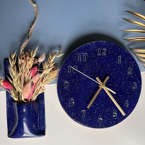 Dark Blue Wall Clock, Kitchen Accessories, Handmade Hand Painted ...