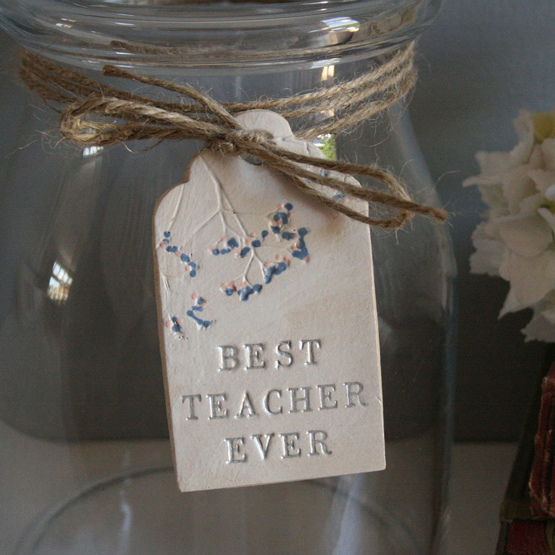 Best Teacher Ever Ceramic Tag, Personalised Gift Tag for Teacher Gifts ...