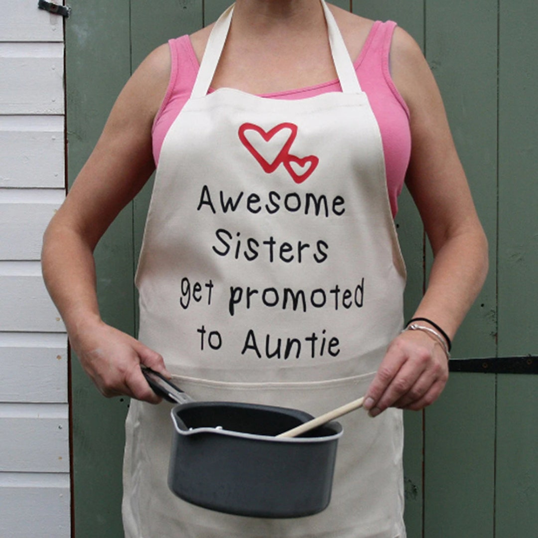 Sister to Auntie Cooking Apron, Personalised Apron for Auntie to Be ...