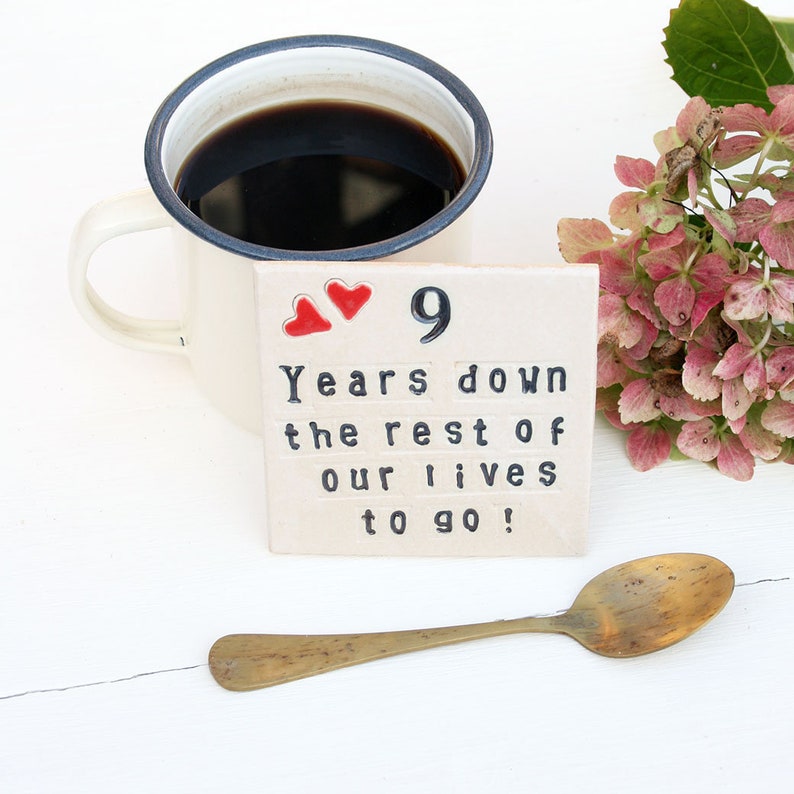 Nine Years Down Ceramic Anniversary Coaster Personalised 9 - Etsy
