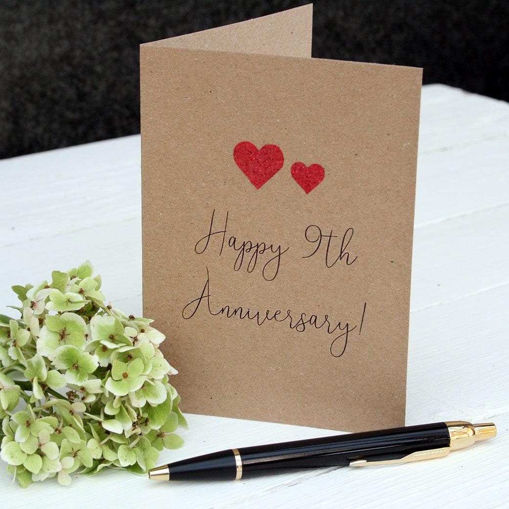 Nine Year Anniversary Card Happy 9th Anniversary Gift Add - Etsy