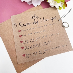 Five Reasons I Love You Valentine's Card, Personalised Greetings Card ...