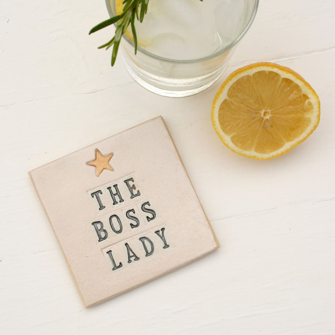 The Boss Lady Ceramic Coaster Personalised Handmade Keepsake - Etsy