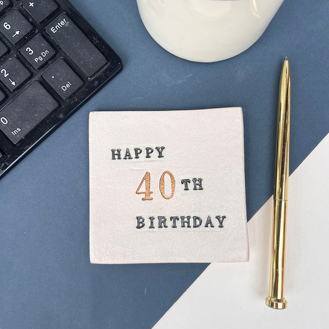 40th Birthday Coaster, Milestone Birthday Ceramic Gift With Optional ...