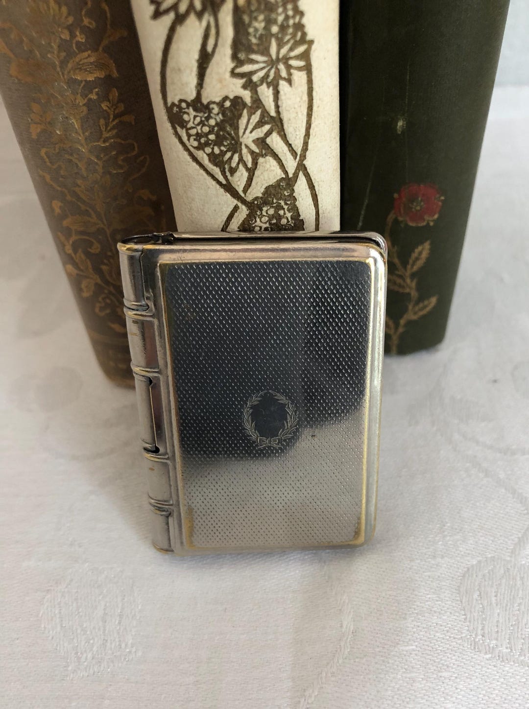 Vintage Silver Plated Book Shaped Ring Box~silver Plated Stamp Box~book ...