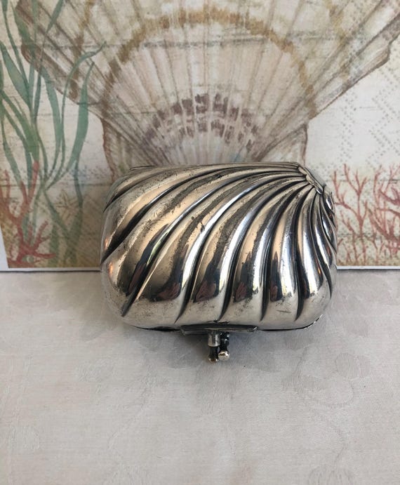 Art Nouveau Silver Metal Scalloped Sea Shell Evening … - Gem