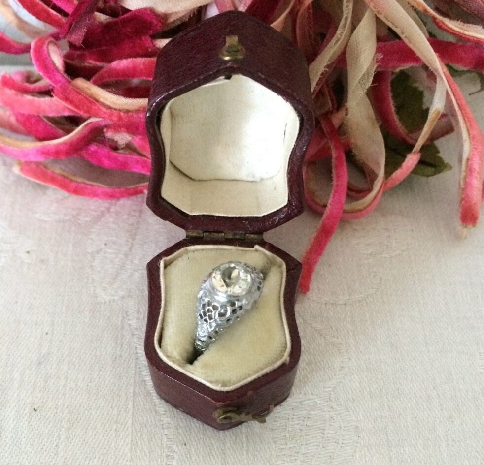 Antique Leather Engagement Ring Box Mahogany Red Shield - Etsy