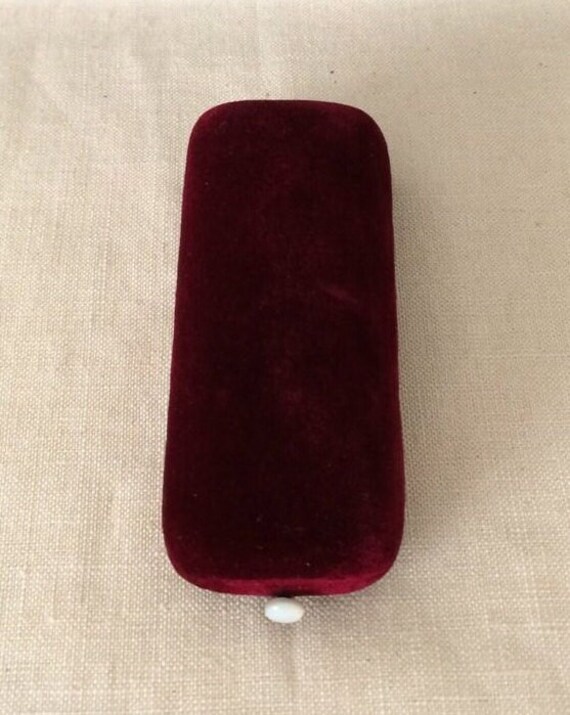 Antique Velvet Push Button Stick Pin Box~Royal Merlot… - Gem