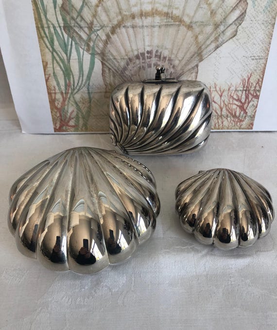 Art Nouveau Silver Metal Scalloped Sea Shell Evening … - Gem