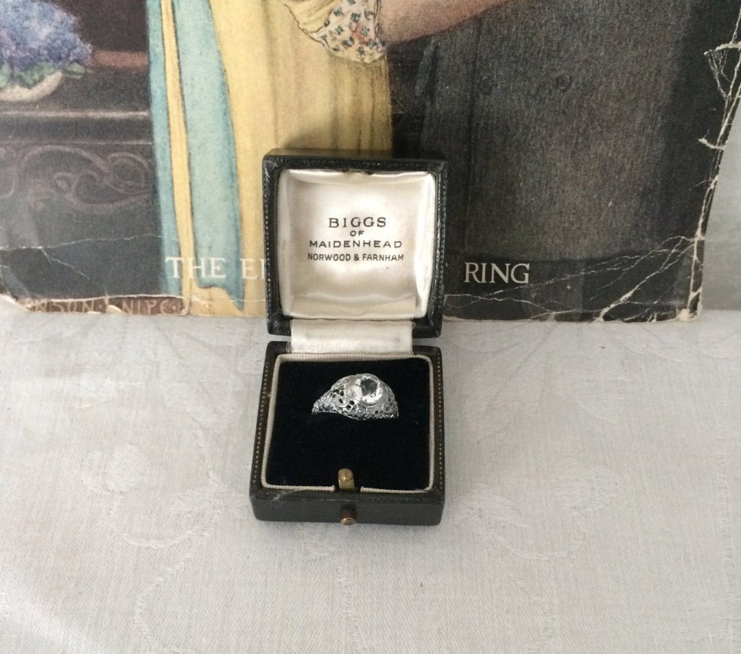 Midnight Black Leather Engagement Ring - Etsy