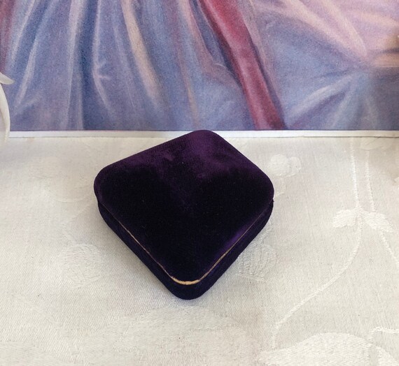 Vintage Velvet Double Ring Box~Royal Purple Wedding R… - Gem