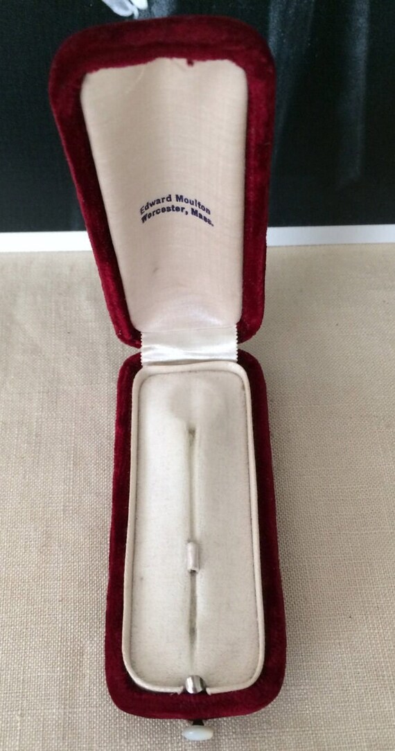 Antique Velvet Push Button Stick Pin Box~Royal Merlot… - Gem