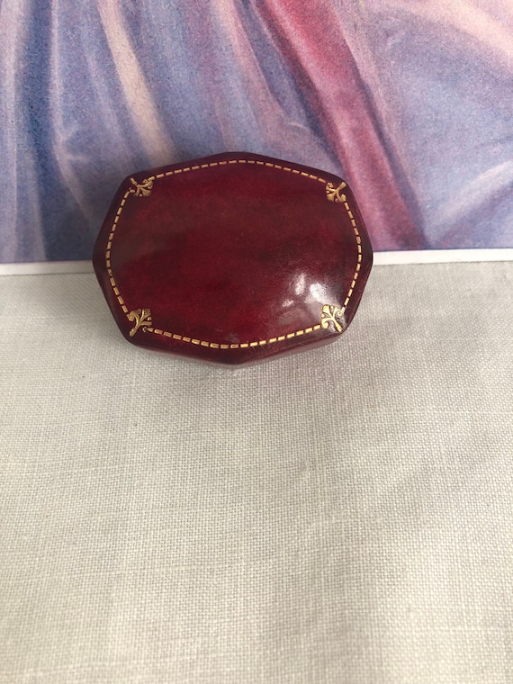Vintage Italian Leather Tooled Box~Cherry Red Display… - Gem