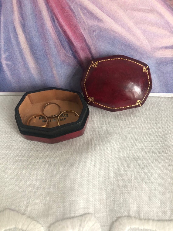 Vintage Italian Leather Tooled Box~Cherry Red Display… - Gem