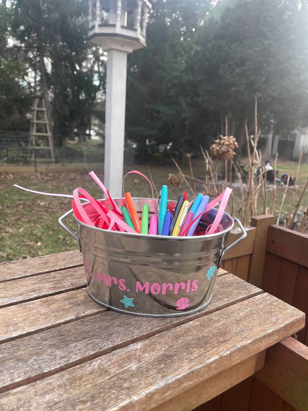 Personalized Teacher Storage Bucket, Teacher Desk Storage, Art Supply ...