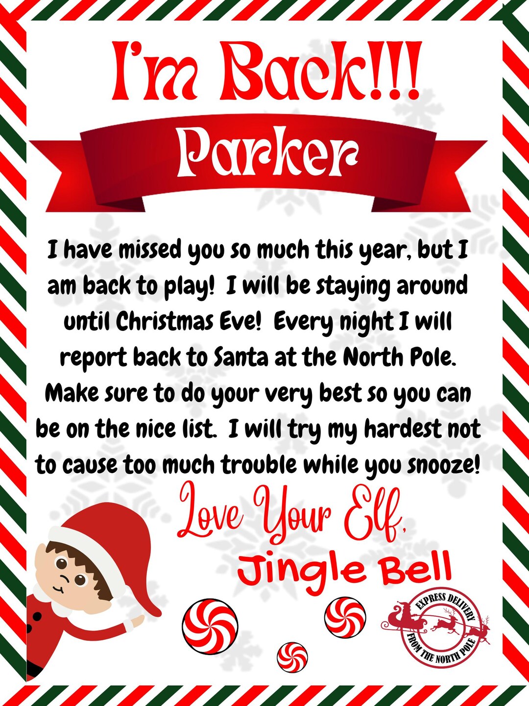 Elf Welcome Back Puzzle, Elf Friend Welcome Back Puzzle, Personalized ...