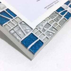 Mosaic Picture Frame, Blue Glitter Silver, Unique Sparkly Photo Frame ...