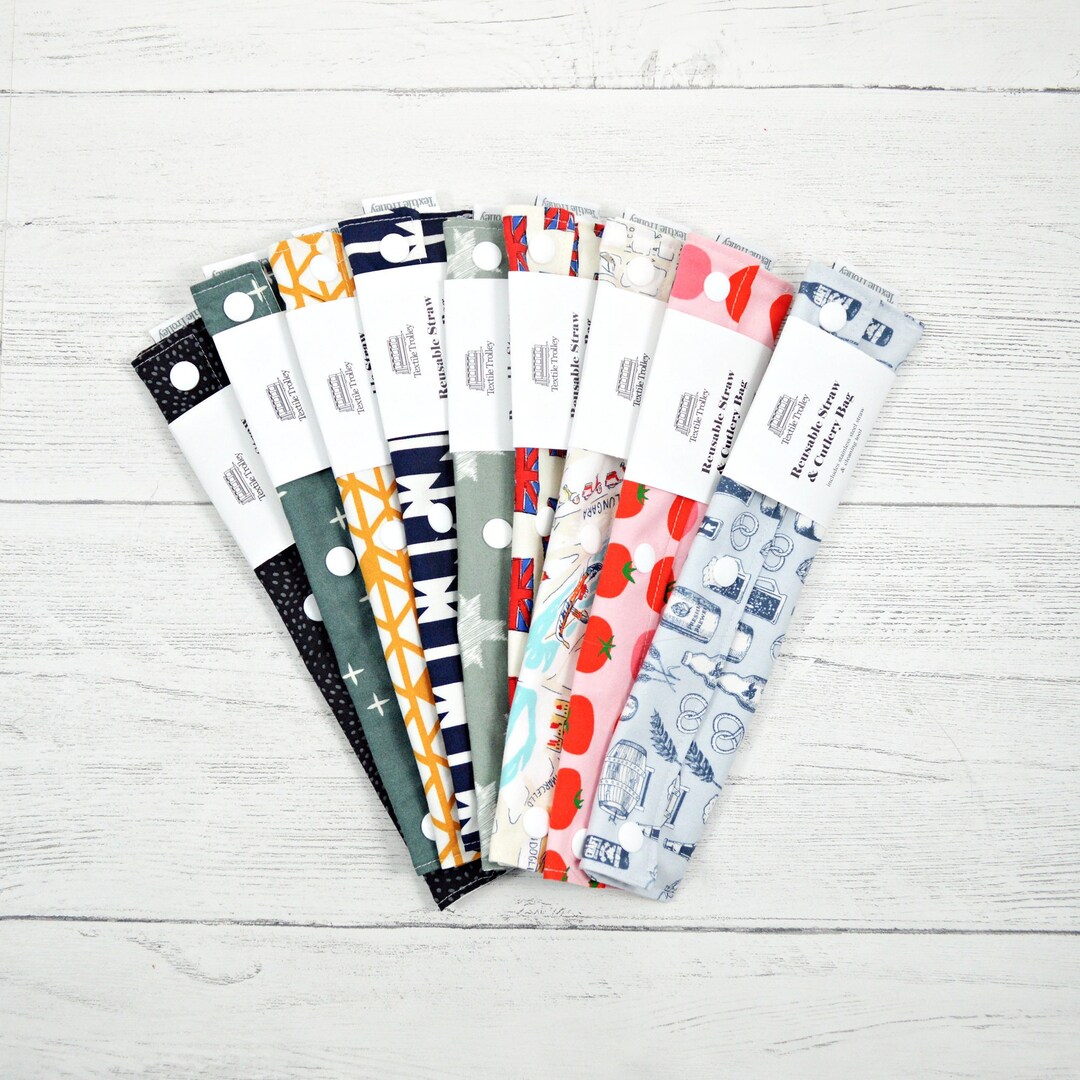 Reusable Straw Bag, Free Straw, Straw Pouch, Stainless Steel Straw ...