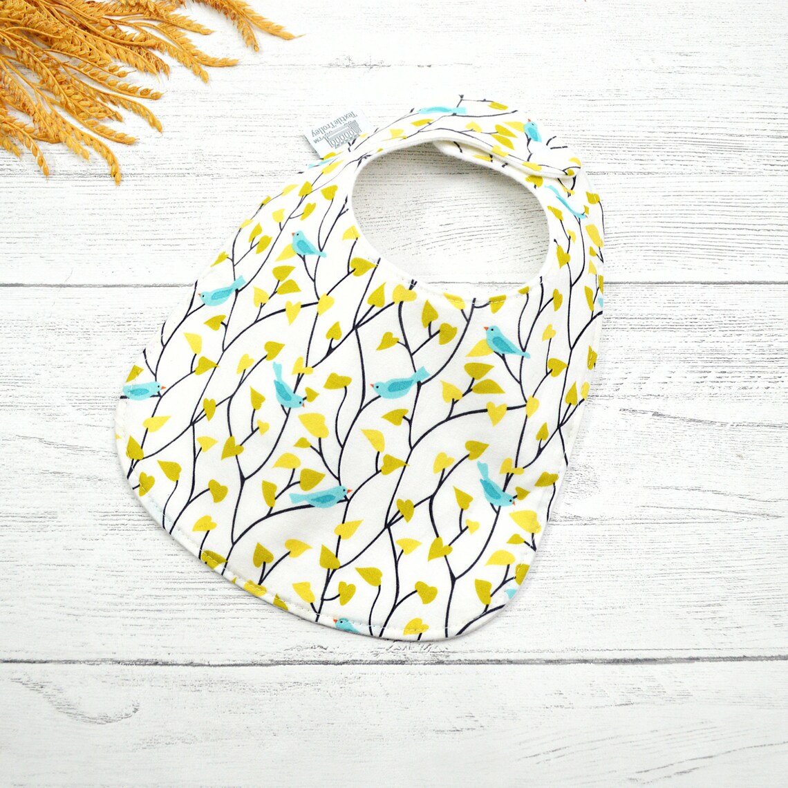 Organic Bib Organic Baby Bib Bird Leaves Animal Nature - Etsy