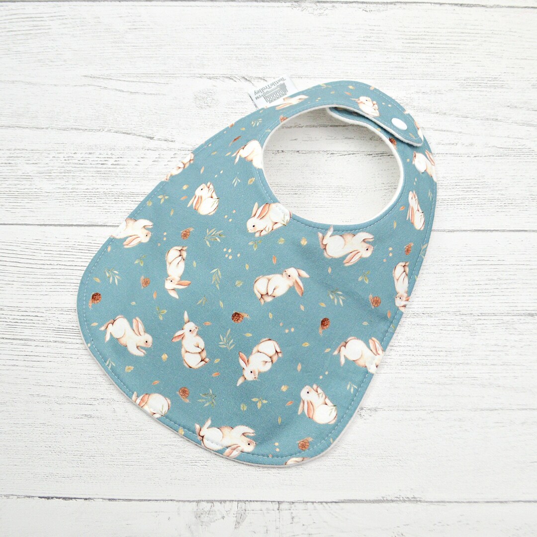 Bunny Rabbit Baby Bib, Easter Bib, Blue Bib, Peter Rabbit, Drool Bibs ...
