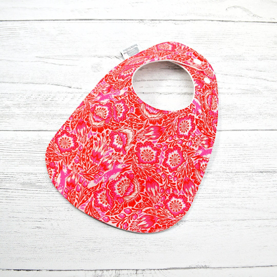 Baby Bibs, Fox and Flowers Bib, Woodland, Pink Bibs, Modern Floral Bib ...