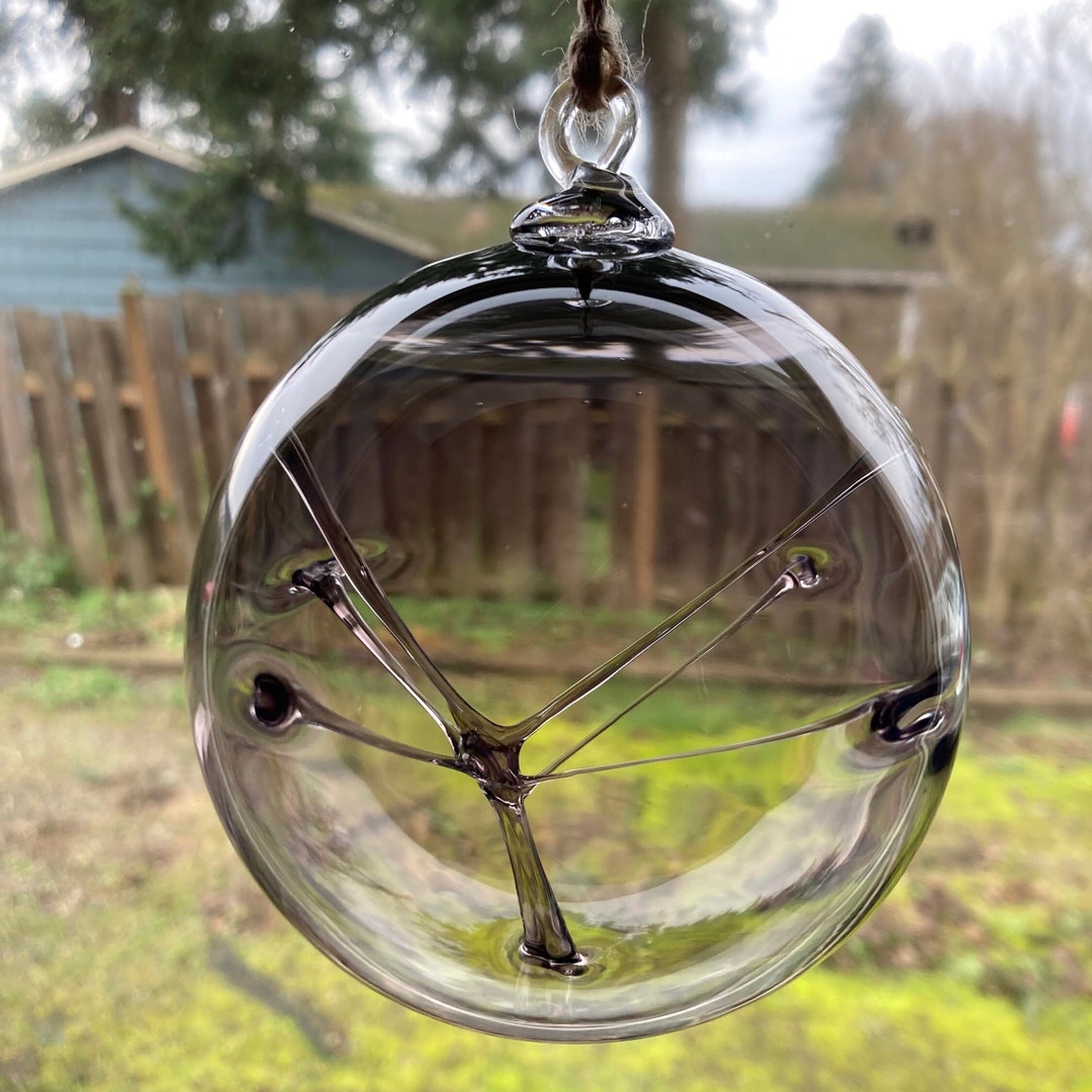 Witch Ball Grey Blown Glass Window Hanging Woman Made - Etsy