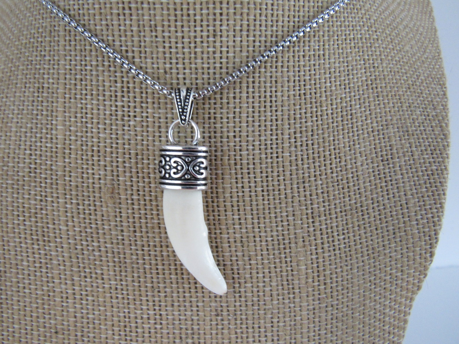 Coyote Tooth Pendant Necklace Animal Bone Spirit Animal Chain Jewelry ...