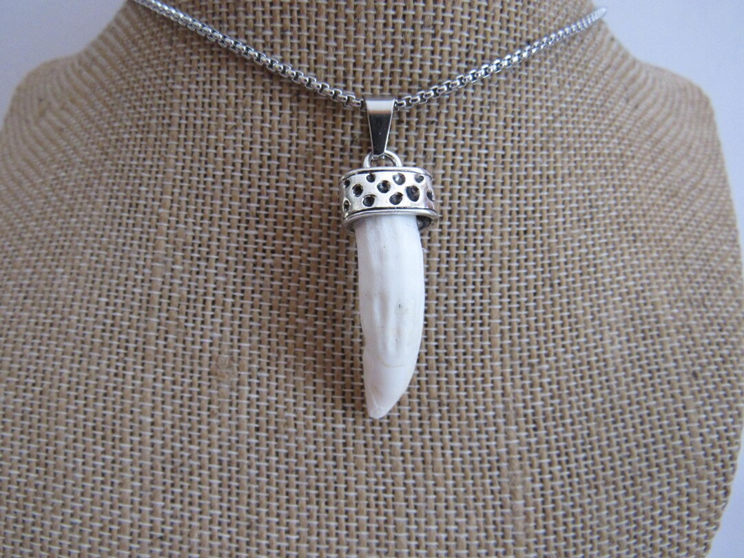 Alligator Tooth Gator Pendant Animal Bone Necklace Jewelry Statement ...
