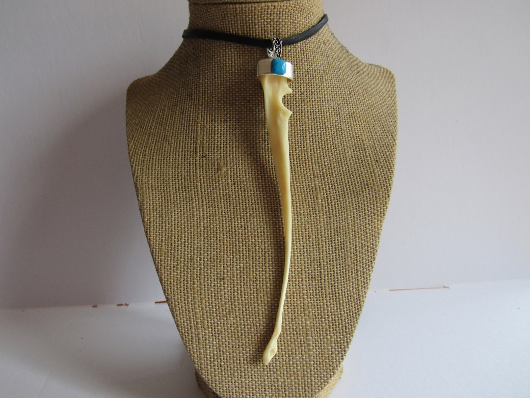 Red Fox Leg Bone Pendant Leather Necklace Statement Animal Bone Jewelry ...