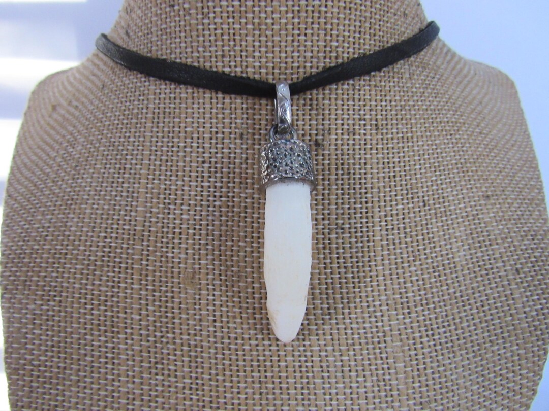Alligator Tooth Gator Pendant Animal Bone Leather Necklace Jewelry ...