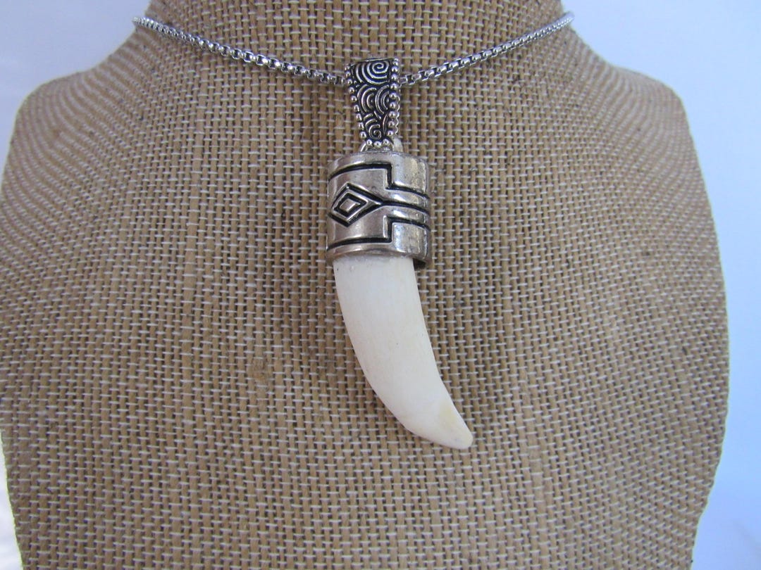 Alligator Tooth Gator Pendant Animal Bone Leather Necklace Jewelry ...