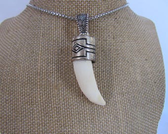 Alligator Tooth Gator Pendant Animal Bone Leather Necklace Jewelry ...