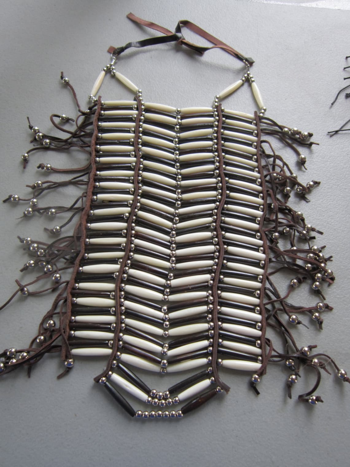 40 Row White/brown Buffalo Bone Breastplate Chest Plate Geronimo ...