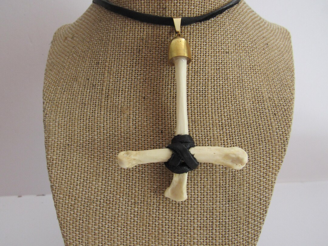 Inverted Cross Coyote Foot Bone Cross Pendant Necklace Buckskin Animal ...