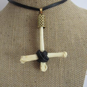 Inverted Cross Coyote Foot Bone Cross Pendant Necklace Buckskin Animal ...