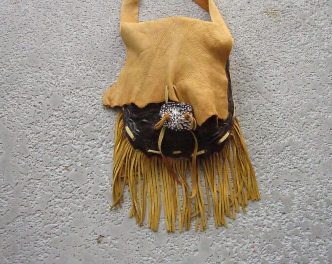 XL Snapping Turtle Shell Purse Shoulder Bag W/ Buckskin Leather ...