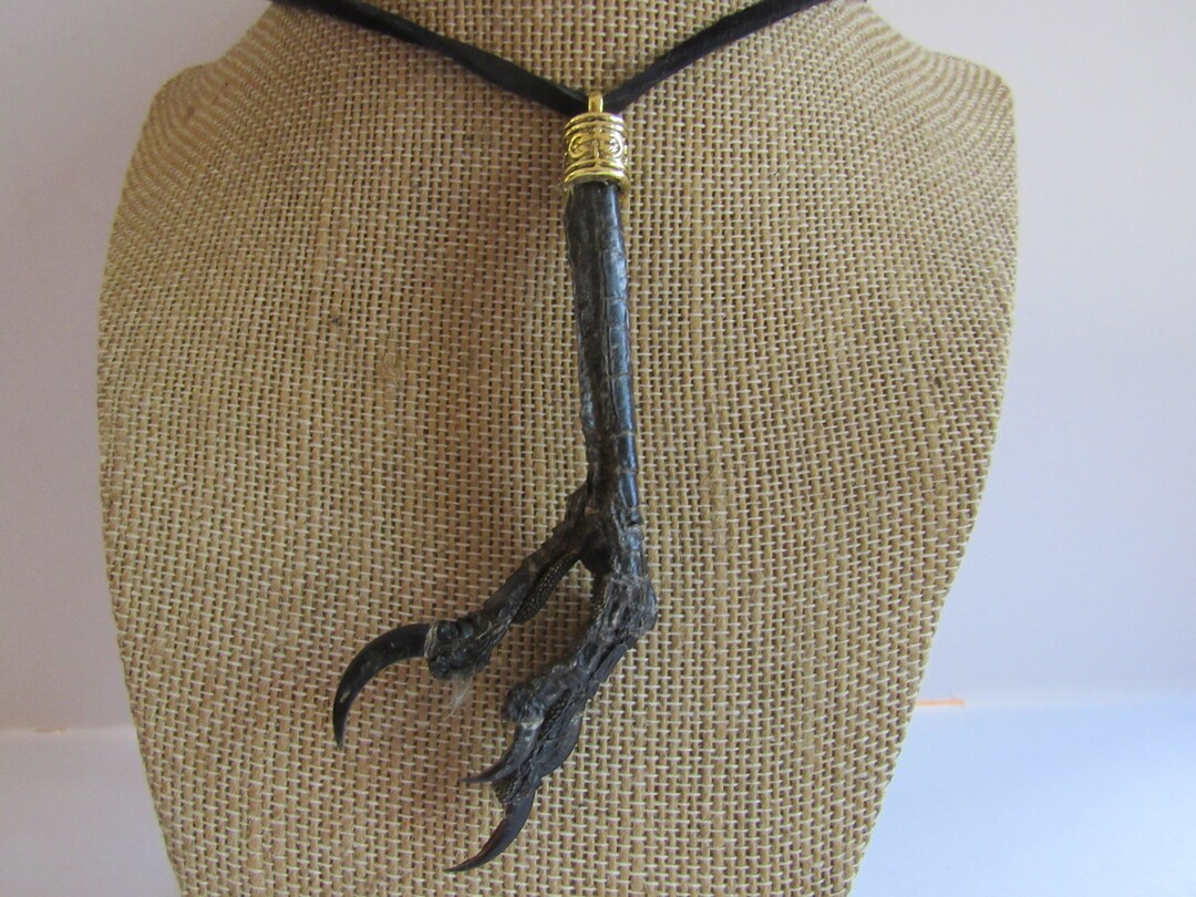 Real Crow Foot/talon Claw Necklace Bird Feet Animal Bone Jewelry Gold ...