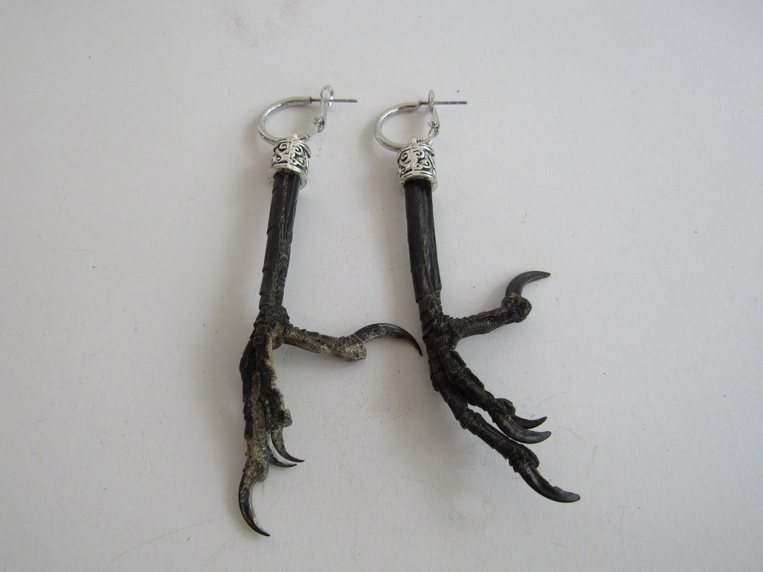 Real Crow Feet/talon Claw Earrings Bird Feet Animal Bone Jewelry E390 ...