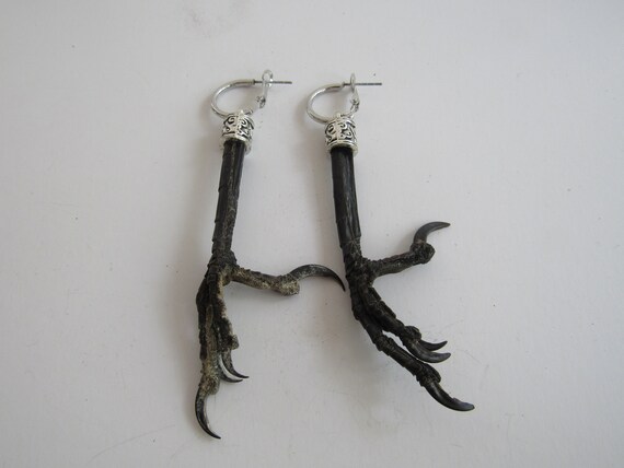 Real Crow Feet/talon Claw Earrings Bird Feet Animal Bone - Etsy