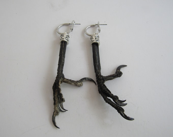 Real Crow Feet/talon Claw Earrings Bird Feet Animal Bone Jewelry E390 ...
