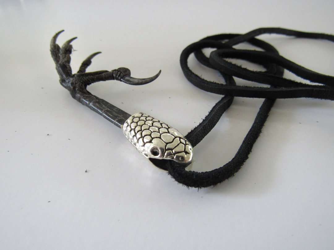 Real Crow Foot/talon Claw Necklace Snake Head Bird Feet Animal Bone ...