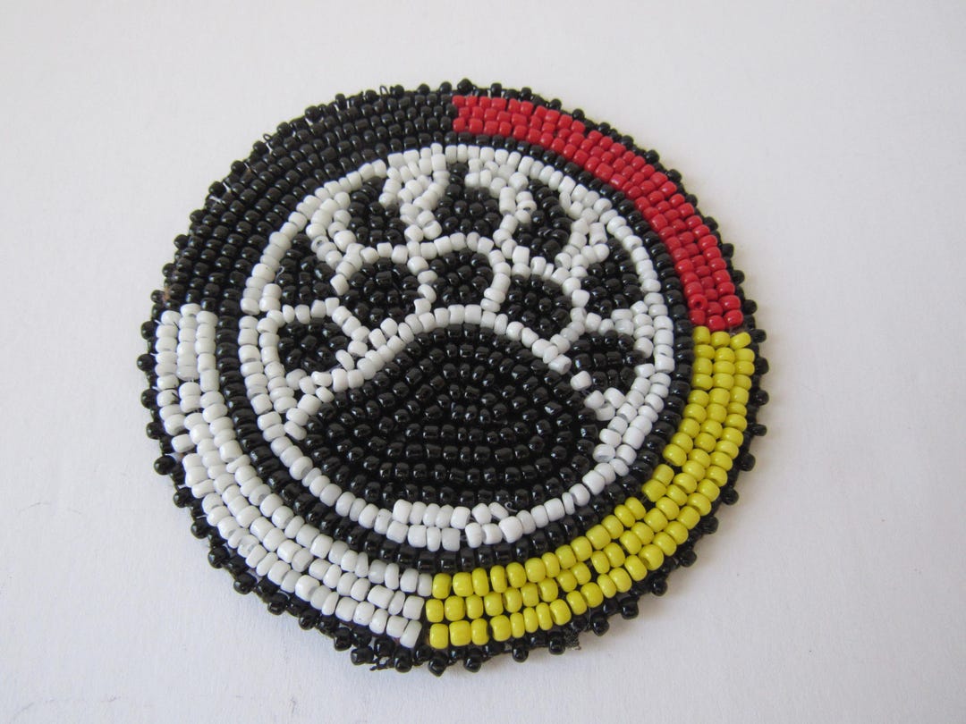 3" Glass Beaded Rosette Bear Paw Medicine Wheel 4 Direction Tribal ...