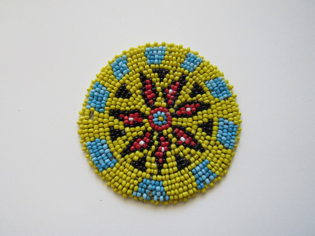 Beaded Rosette Medallion Tribal Regalia Beadwork Craft Sewing Leather ...