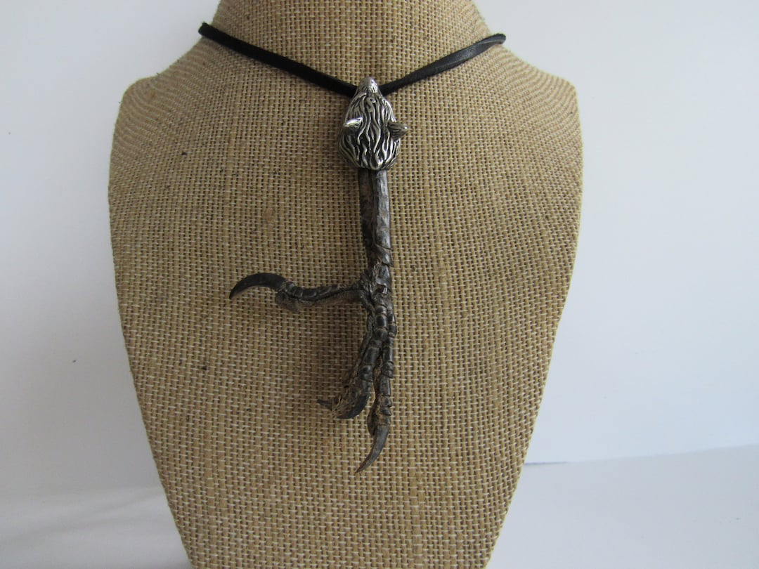Real Crow Foot/talon Claw Necklace Wolf Head Bird Feet Animal Bone ...