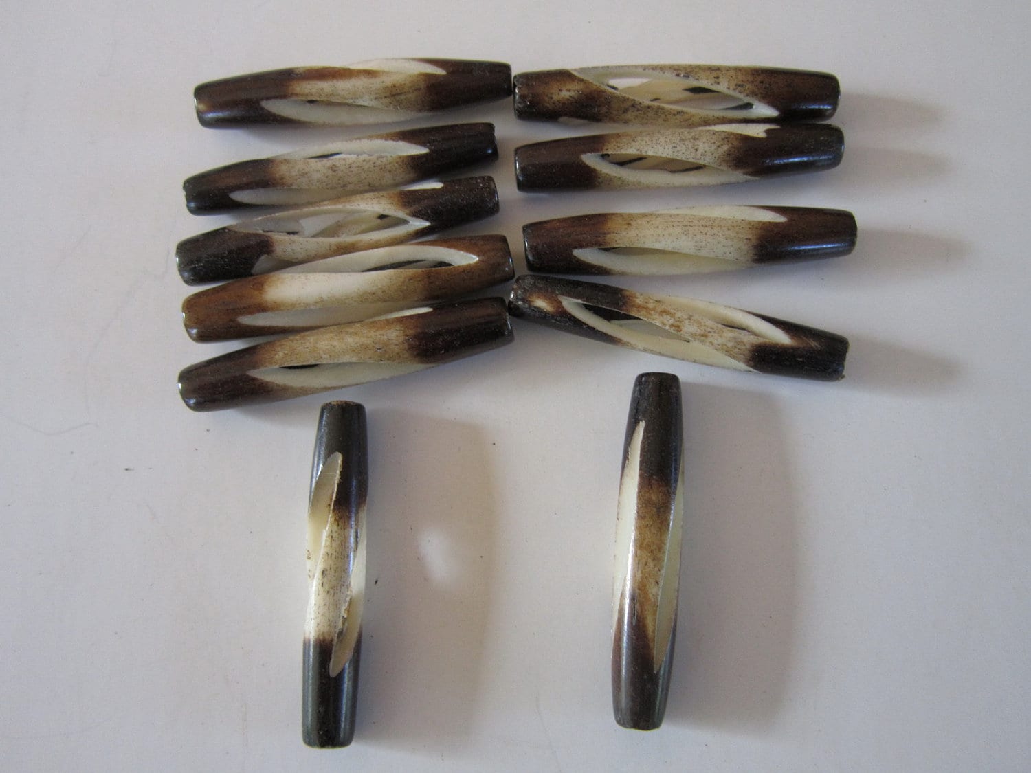 Beads Carved Buffalo Bone Two Tone Hairpipe Beads Jewelry Tribal Crafts ...