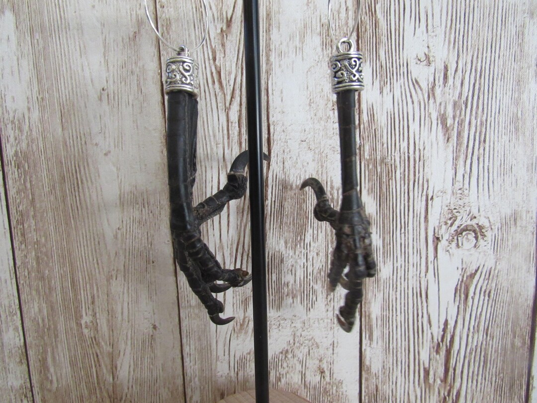 Real Crow Feet/talon Claw Earrings Bird Feet Animal Bone Jewelry - Etsy